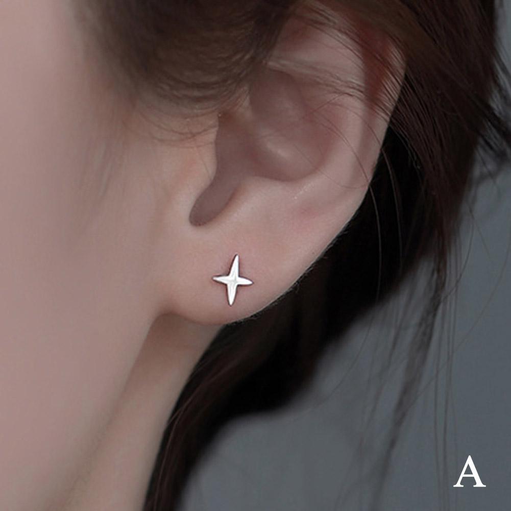 Fashion Cross Star Zircon Stud Earrings Four-Pointed Star Personality Earrings/ | eBay