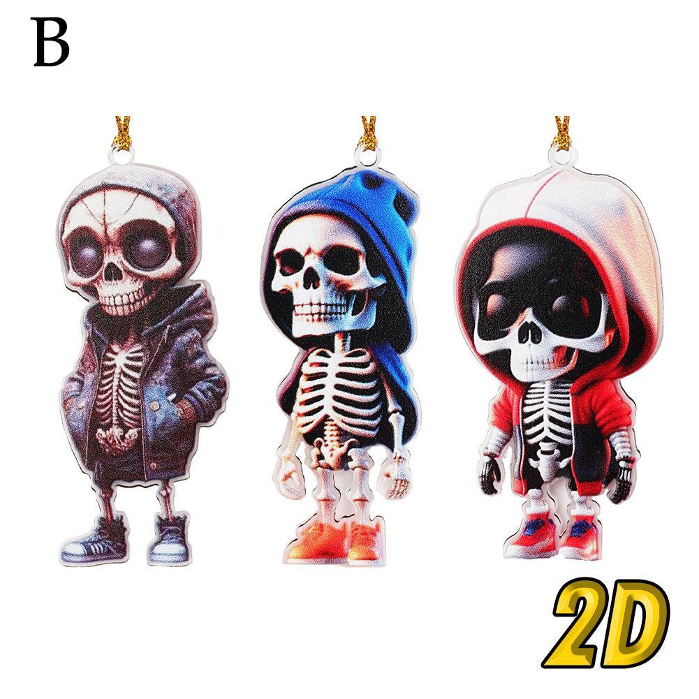 Acrylic Skeleton Figurine Car Hanging Ornament Rearview Mirror Pen dant ...