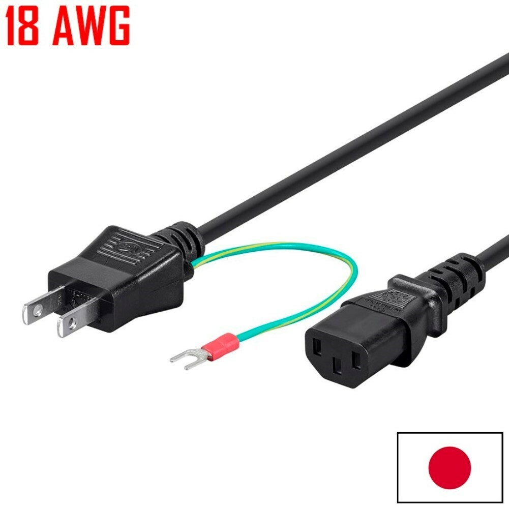 Japan Power Cord Cable Plug Outlet with Ground Standard 18AWG Black | eBay