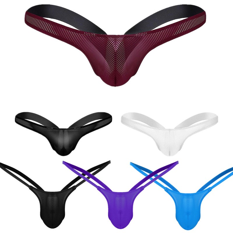 Sexy Mens Lingerie Mesh See Through Jockstrap Underwear G-string Thong ...