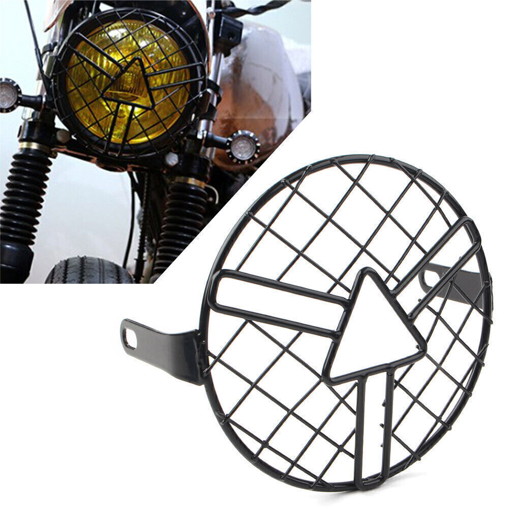 6.5" Headlight Grill Guard Headlamp Light Cover for Cafe Racer Bobber ...
