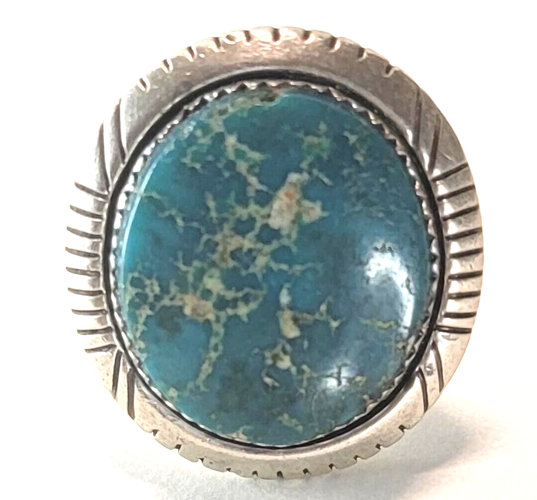 Vintage ED KEE NAVAJO Sterling Silver Turquoise ? Ring Size 7 15.8 Grの ...