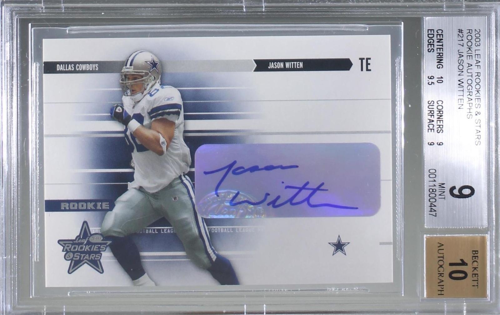 2003 Leaf Rookies & Stars - Rookie Autographs #217 Jason Witten /750 ...