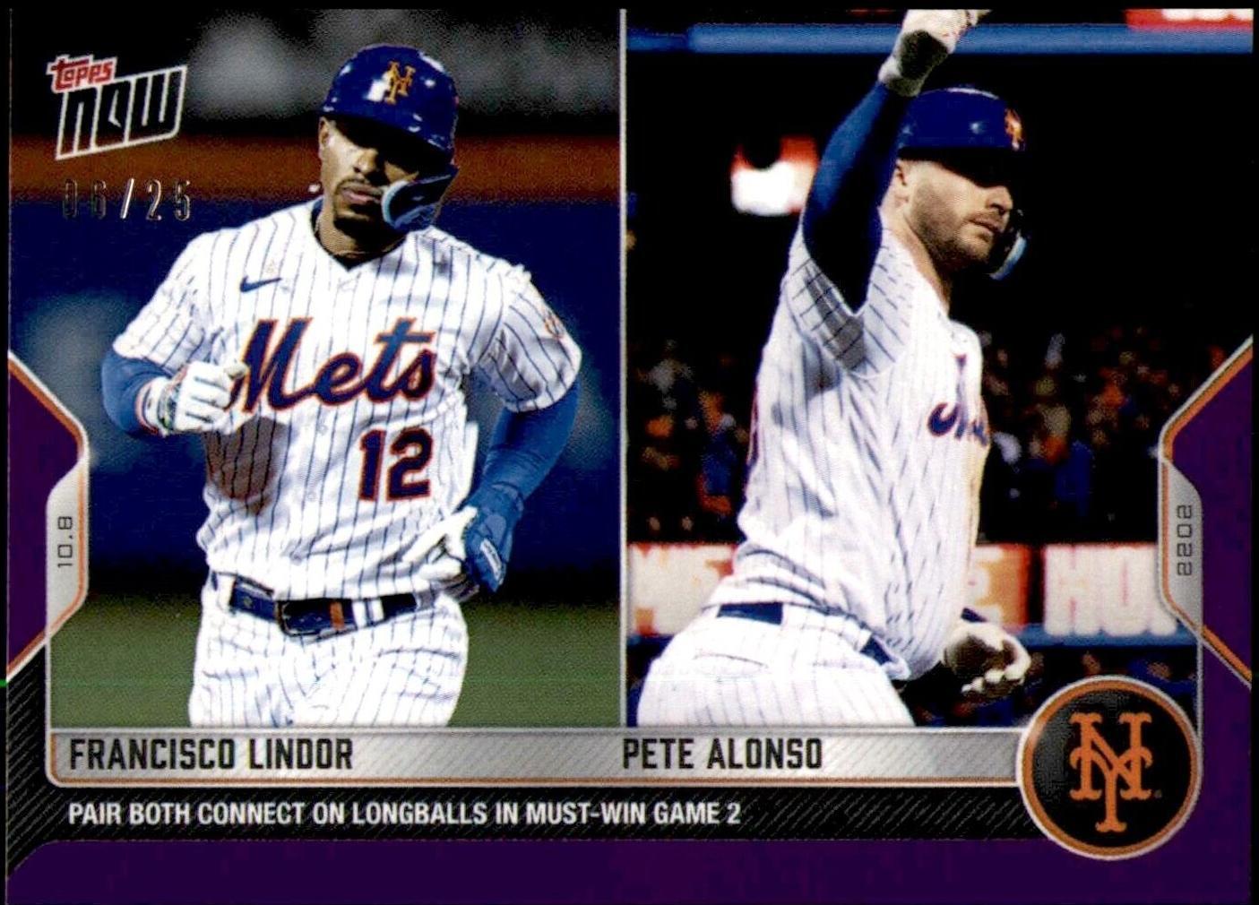 2022 Topps Now - Pete Alonso, Francisco Lindor #1047 Purple /25 for ...