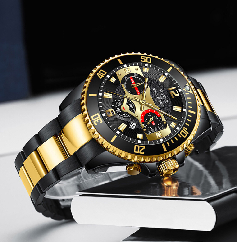 NOTIONR Classic Mens Steel Watches Luminous Waterproof Date Quartz ...