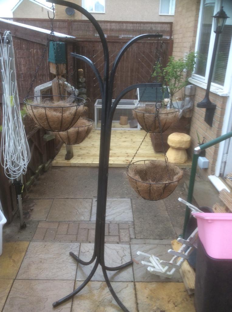 Metal Hanging Basket display stand with 4 hanging baskets | in Thornaby ... Metal Hanging Basket display stand with 4 hanging baskets | in Thornaby ...