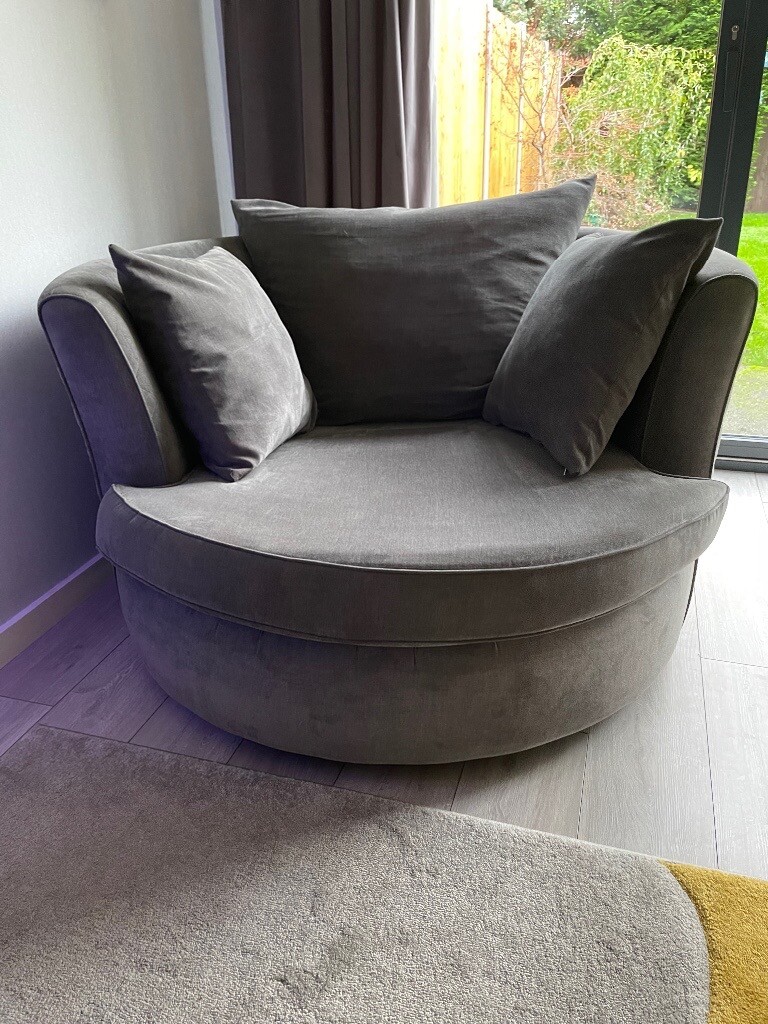 dfs leather swivel cuddle chair