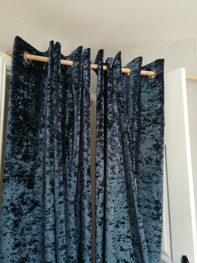 Excellent Condition Next Crushed Velvet Ring Top Lined Curtains 66 x 90 ...