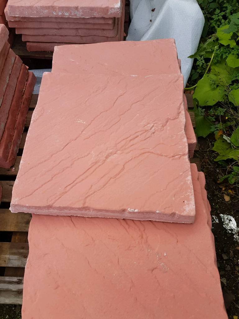 Red 450x450x38 concrete riven paving slabs | in Prudhoe, Northumberland ...