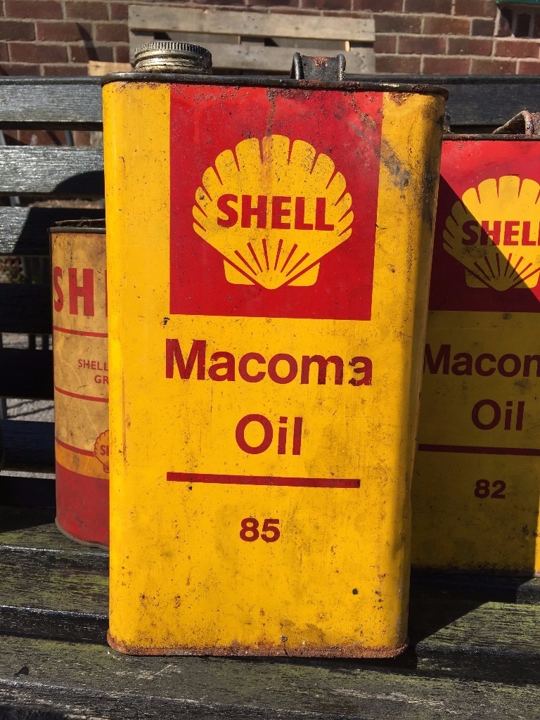 Vintage Shell Oil Can - Old Shell Macoma Oil 85 Can - Man Cave Display ...