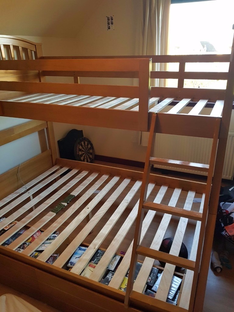 Bunk Beds with Double bottom bed and single top bunk. 2 storage drawers ... Bunk Beds with Double bottom bed and single top bunk. 2 storage drawers ...