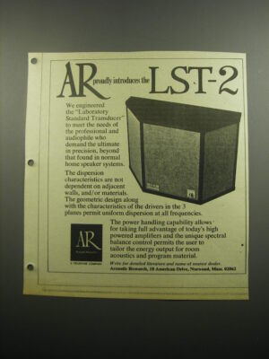 1974 AR LST-2 Speakers Advertisement - AR proudly introduces the LST-2のeBay公認海外通販｜セカイモン