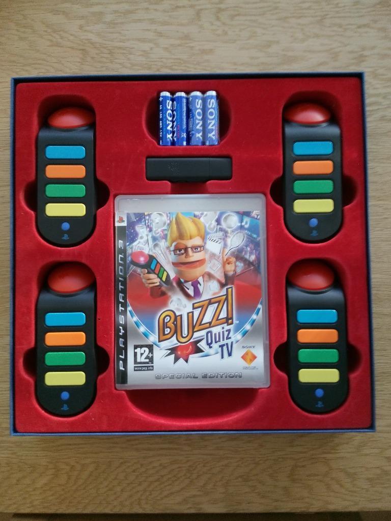 LIMITED EDITION Buzz Quiz TV + 4 WIRELESS Buzzers for Sony Playstation ...