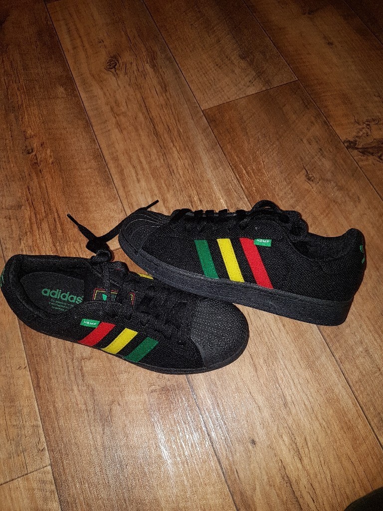 Adidas Rasta black Jamaican hemp trainers New without box and tags size ...