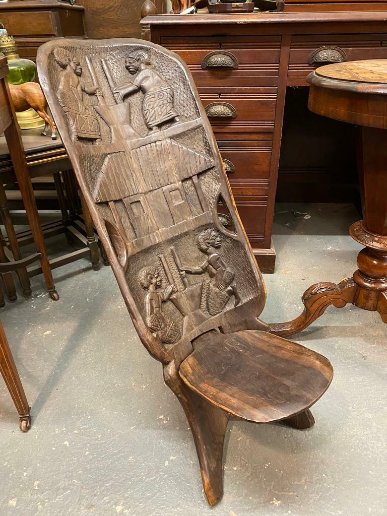 Vintage African Carved Birthing Chair An elaborately carved two piece ... Vintage African Carved Birthing Chair An elaborately carved two piece ...
