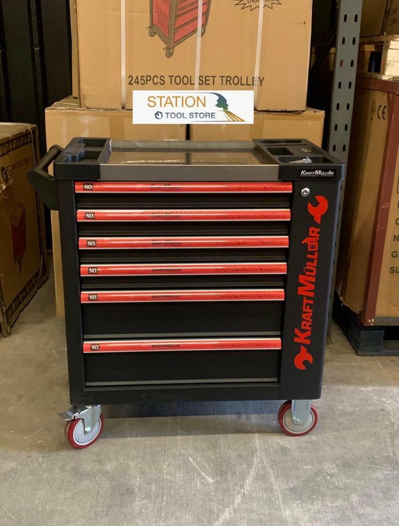 German 6 Drawer Tool Box Chest complete with Tools + Side Cabinet with ...