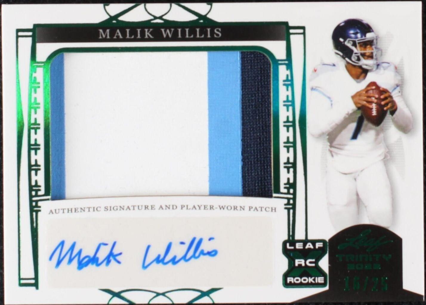 2022 Leaf Trinity - Patch Auto Malik Willis #PA-MW1 Emerald /25 (AU ...
