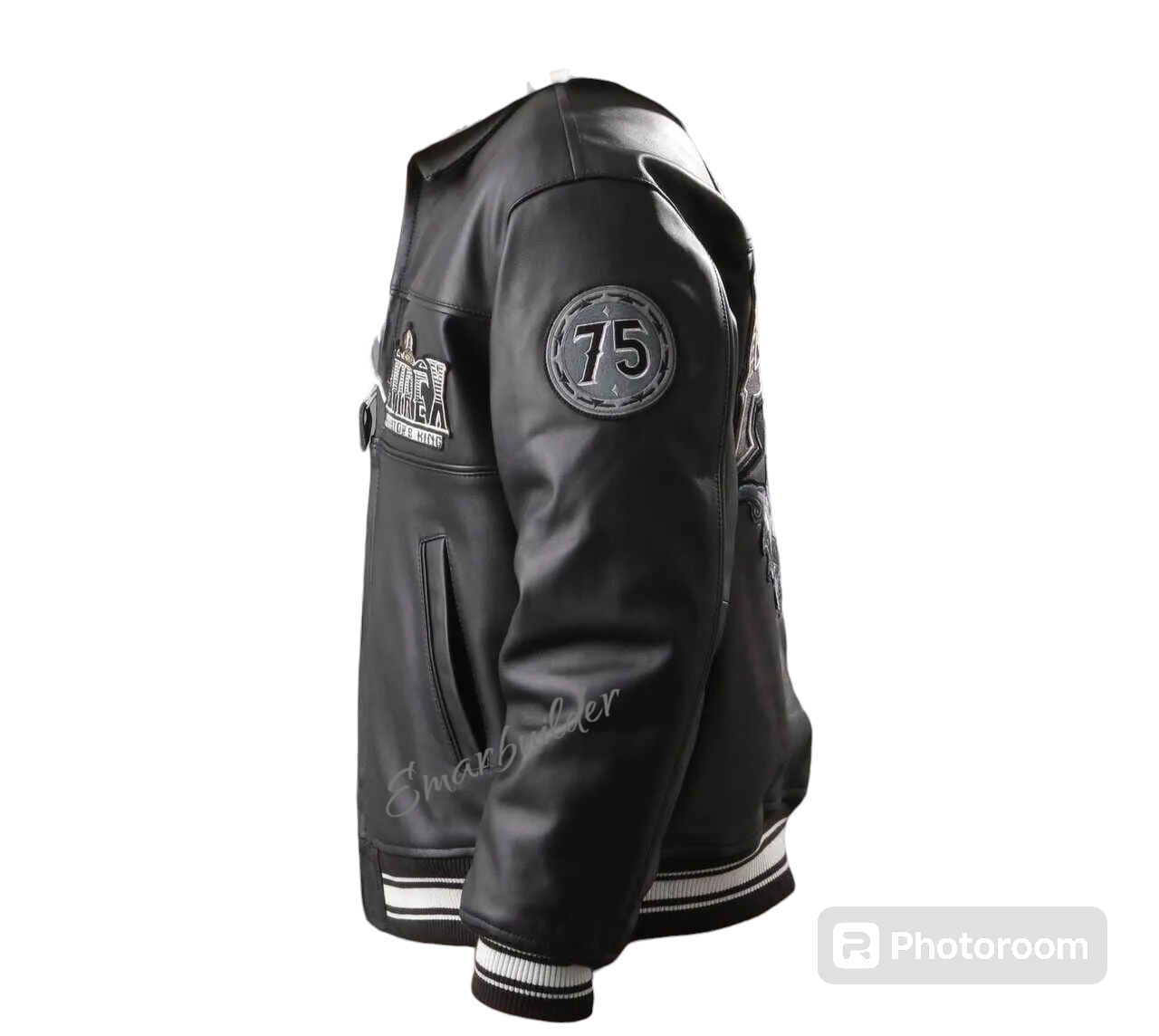 Pre-owned Avirex Men's Black & Yellow Vintage Aviator King 75 Bomber Flight Leather Jacket ...