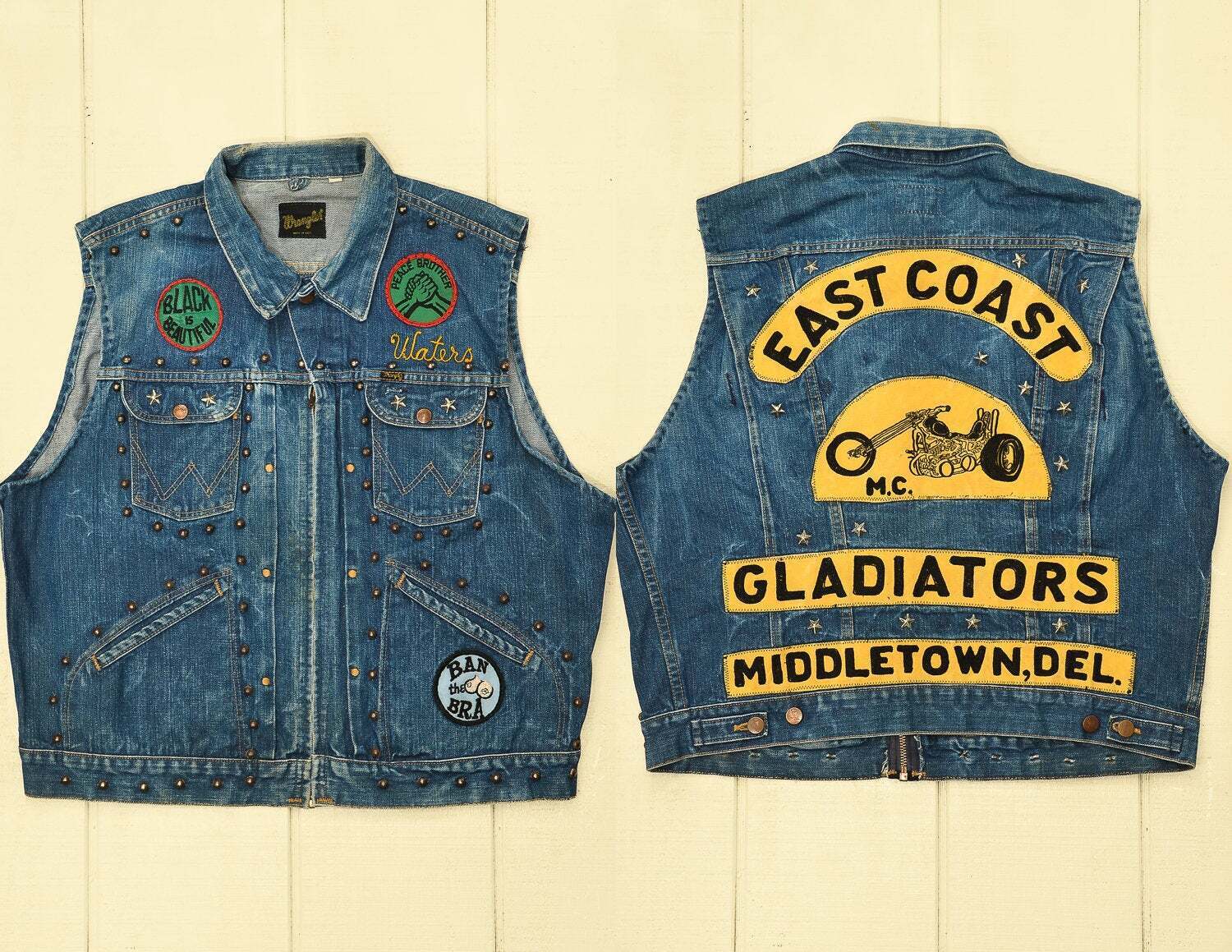 1960s Motorcycle Vest East Coast Gladiators Black MC Club 1960s Motorcycle Vest East Coast Gladiators Black MC Club
