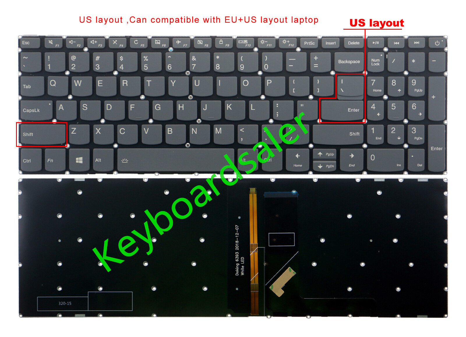 Клавиатура для ноутбука US Backlit Keyboard For Lenovo V15-ADA V15-IGL ...
