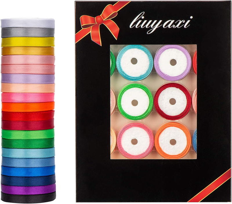 20 Colors 100 Yard Satin Ribbon Fabric Ribbon Silk Ribbon Assorted Col ...