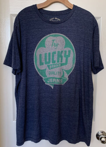 LUCKY BRAND Jeans Four Leaf Clover Logo MEN'S Blue T-SHIRT LUCKY BRAND Jeans Four Leaf Clover Logo MEN'S Blue T-SHIRT