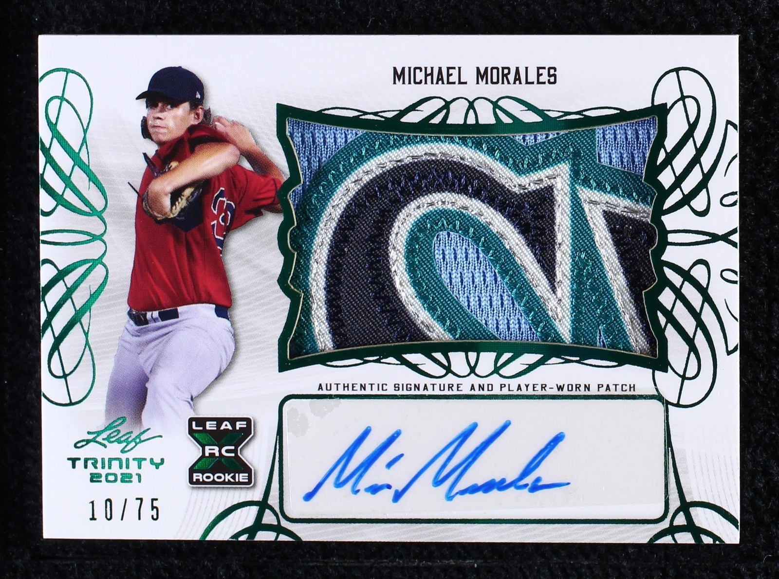 2021 Leaf Trinity - Patch Autographs Green #PA-MM5 Michael Morales /75 ...
