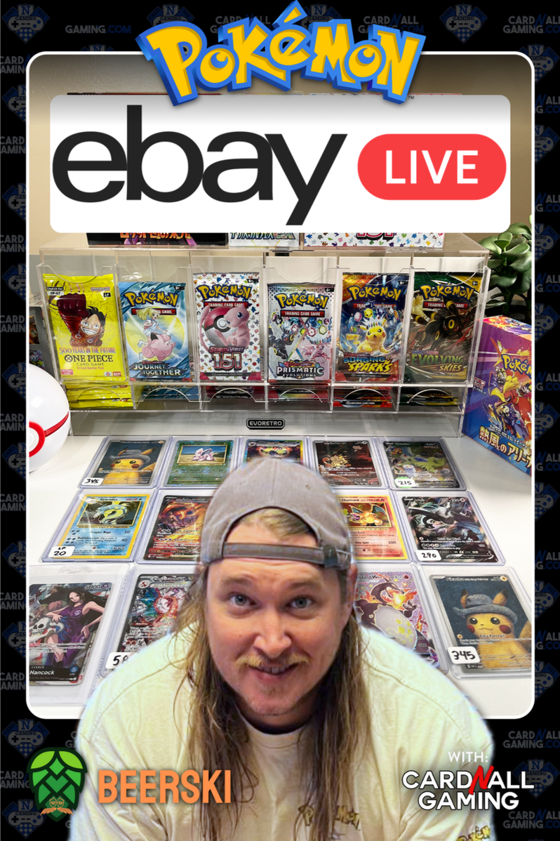 $1 start POKEMON AUCTIONS! SINGLES! SLABS! PACK RIPS! Tap in w/ Beerski | eBay Live Video