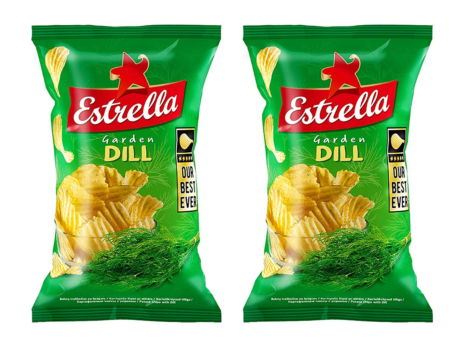 Купить Чипсы 2 x ESTRELLA Garden Dill Flavor Potato Chips Snacks Crisps ...