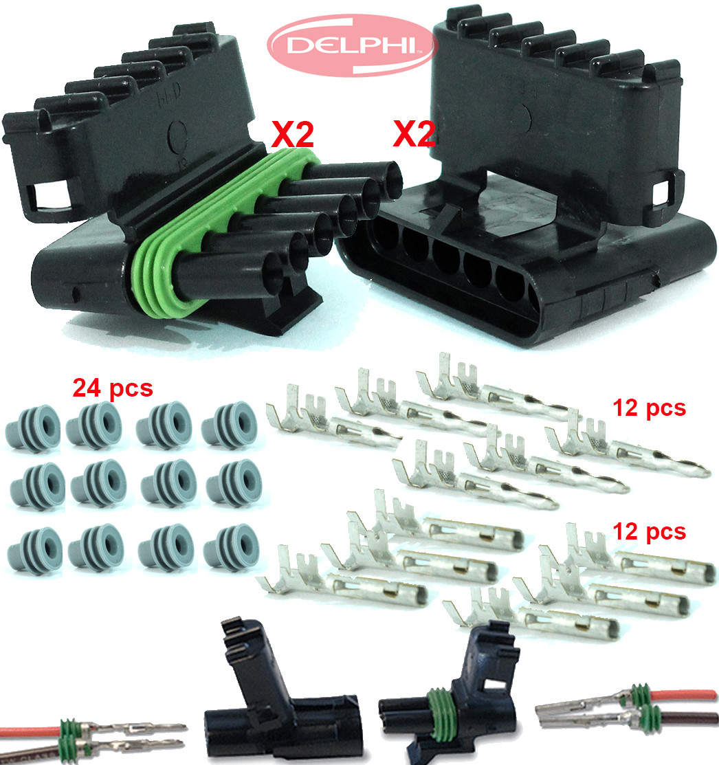 Delphi Packard Weatherpack ( 6 Circuit ) Terminal Kit 14, 16 AWG Made ...