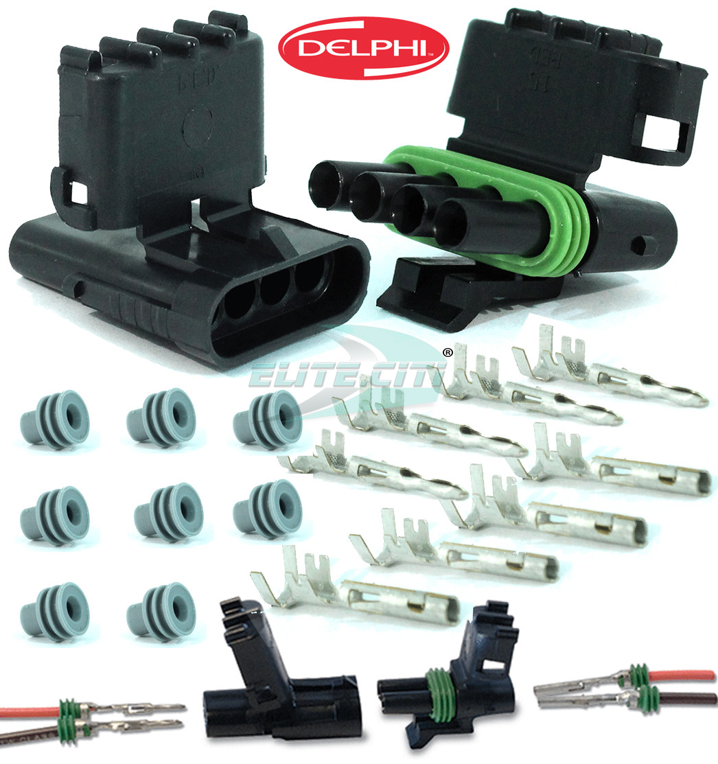 Delphi Packard Weatherpack ( 4 Circuit ) Terminal Kit 14, 16 AWG Made ...