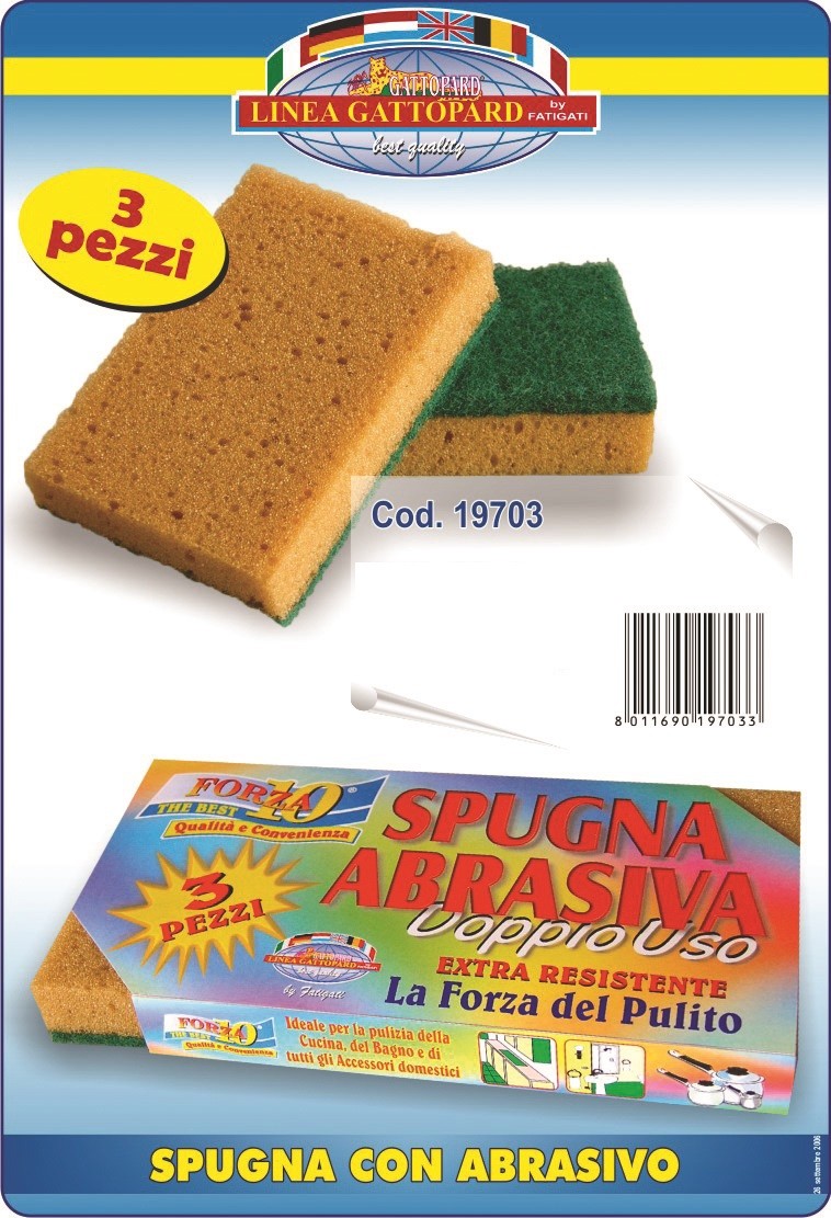 Set 3 Pezzi Spugna Spugnetta Abrasiva Cucina Lavare Piatti Doppio Uso ...