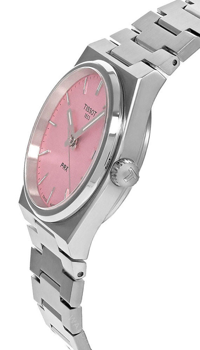 Pre-owned Tissot Prx Quartz 35mm Ss Pink Dial Unisex Watch T137.210.11 ...