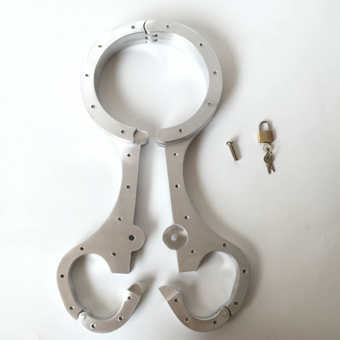 Luxury Aluminium Alloy Cangue Neck Collar Handcuffs Wrist Cuffs Bondage ...