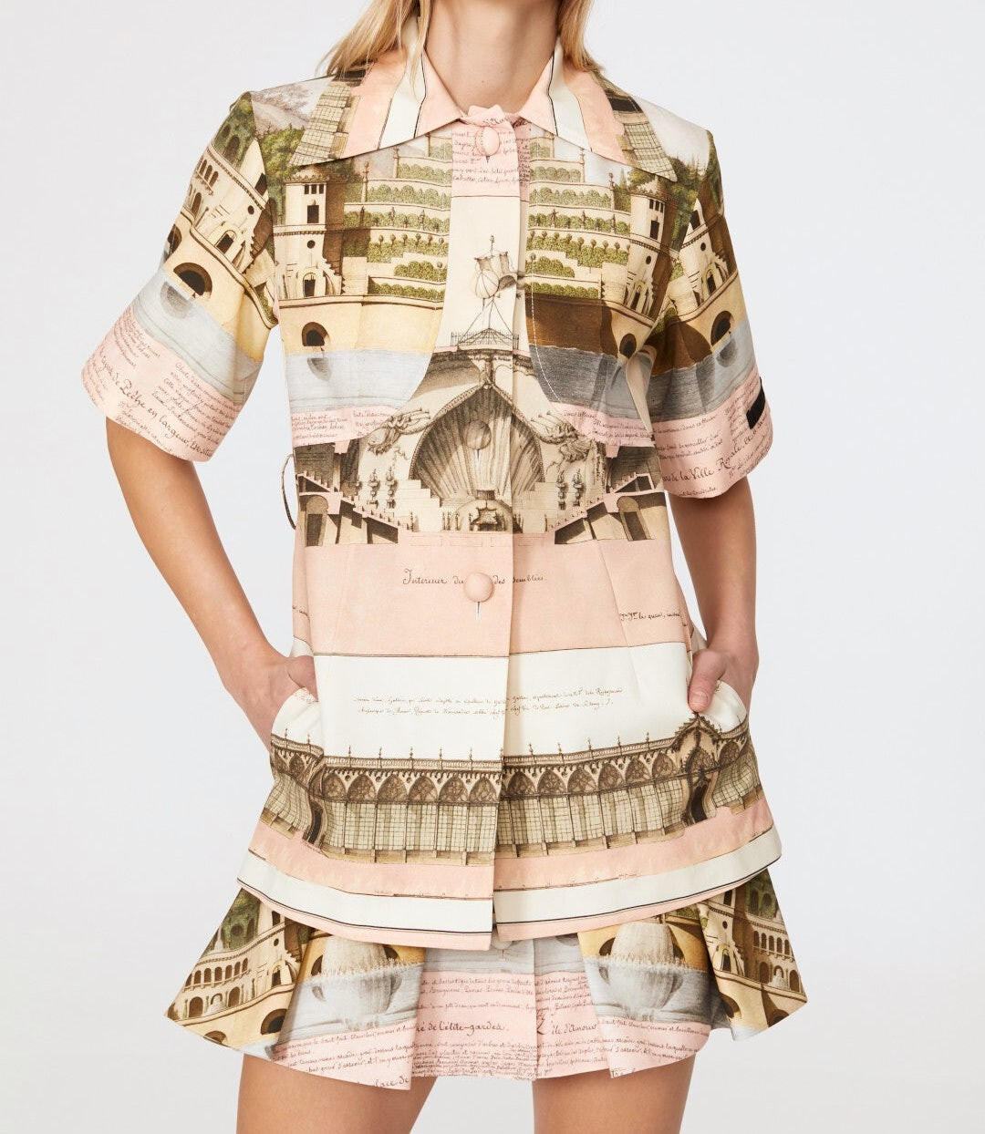 Patou Amour Island Top Jacket Pink Gothic Building Cotton Patou Amour Island Top Jacket Pink Gothic Building Cotton