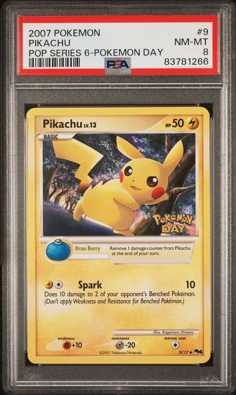 Pokemon Card PSA 8 Pikachu 9/17 Pop Series 6 Day Stamp Promo Pokemon Card PSA 8 Pikachu 9/17 Pop Series 6 Day Stamp Promo