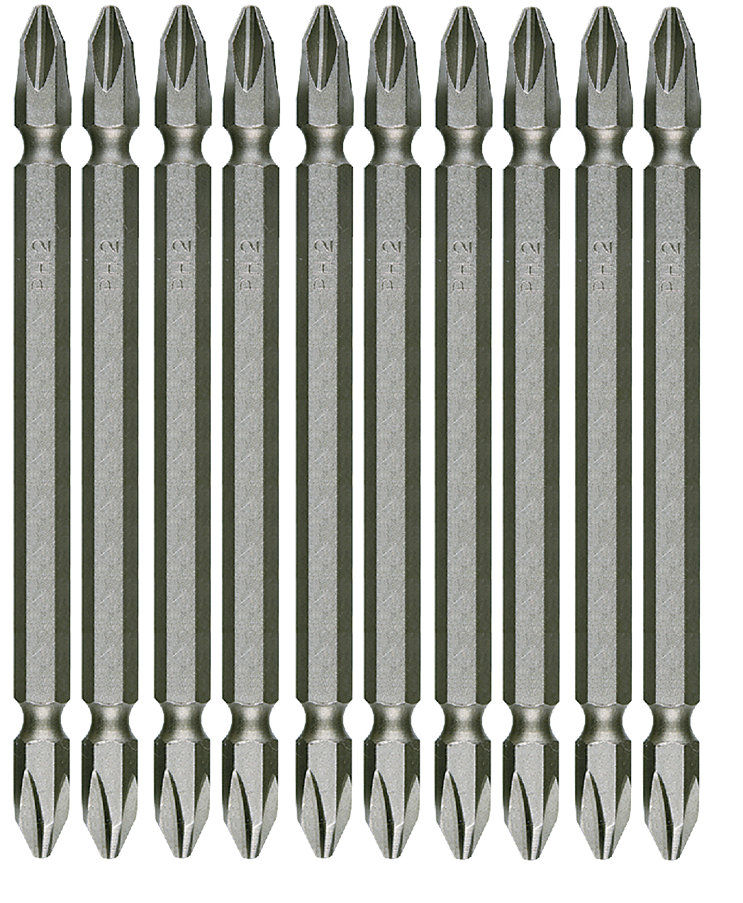 10 PIECE DOUBLE END PHILLIPS PH2 X 100MM (4") DRILL DRIVER BITS 1/4 HEX ...