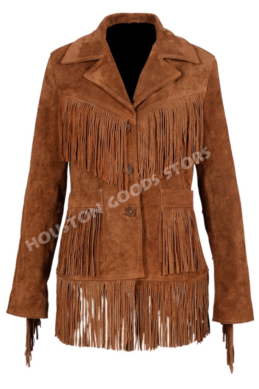 Vintage 80s Brown Leather Suede Fringe Jacket, Women's Vintage 80s Brown Leather Suede Fringe Jacket, Women's