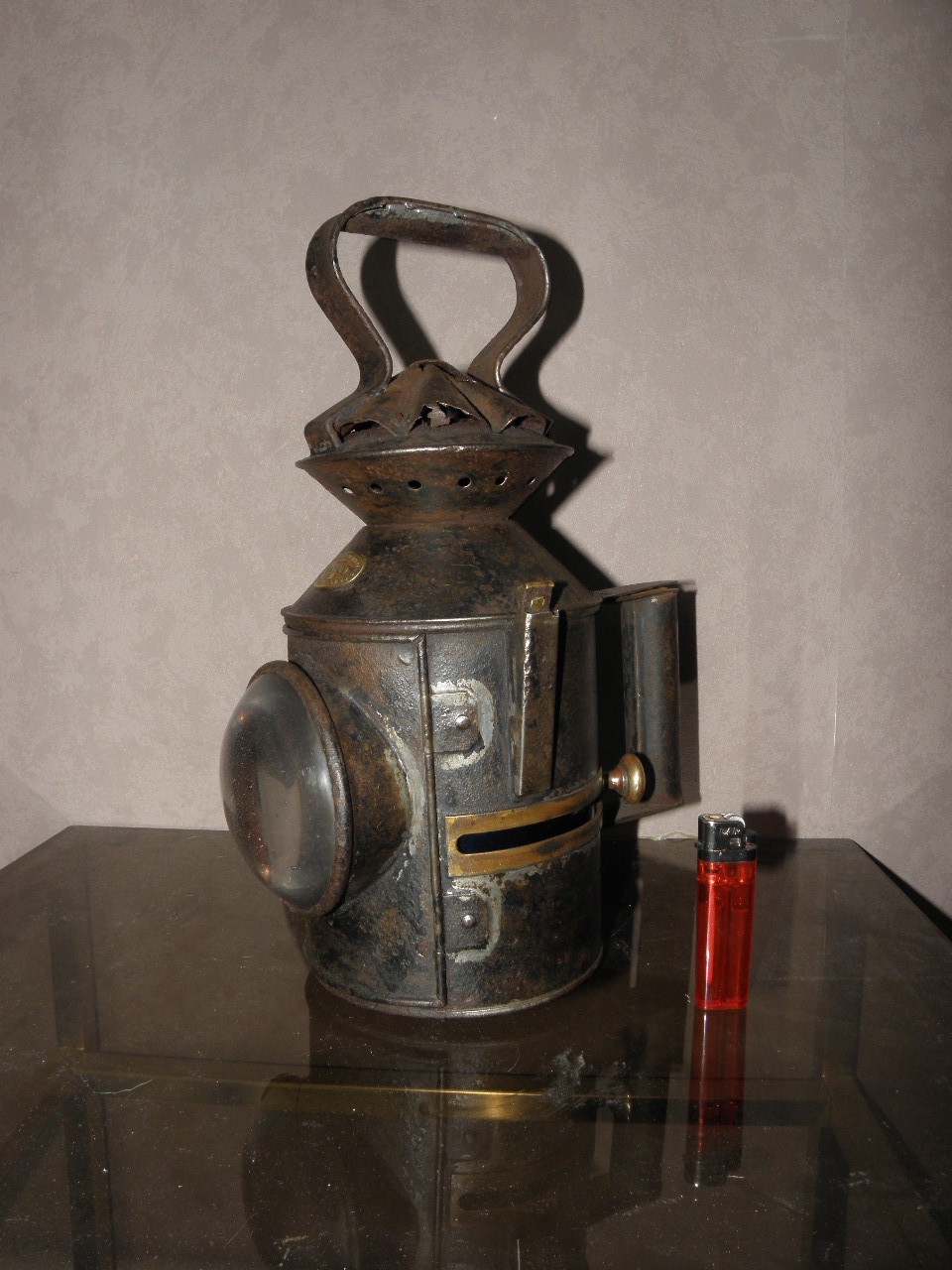 antique railway BELT patrol lantern old LAMP HANDHELD OIL LANTERN Blens ...