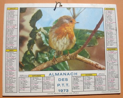 Calendrier Ptt 1973 d’occasion