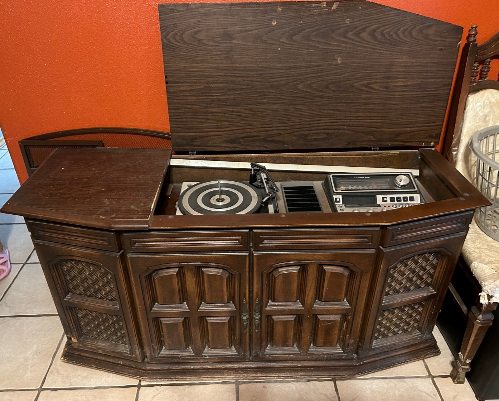 Antique Vintage Record Player Console with A-Track Tape