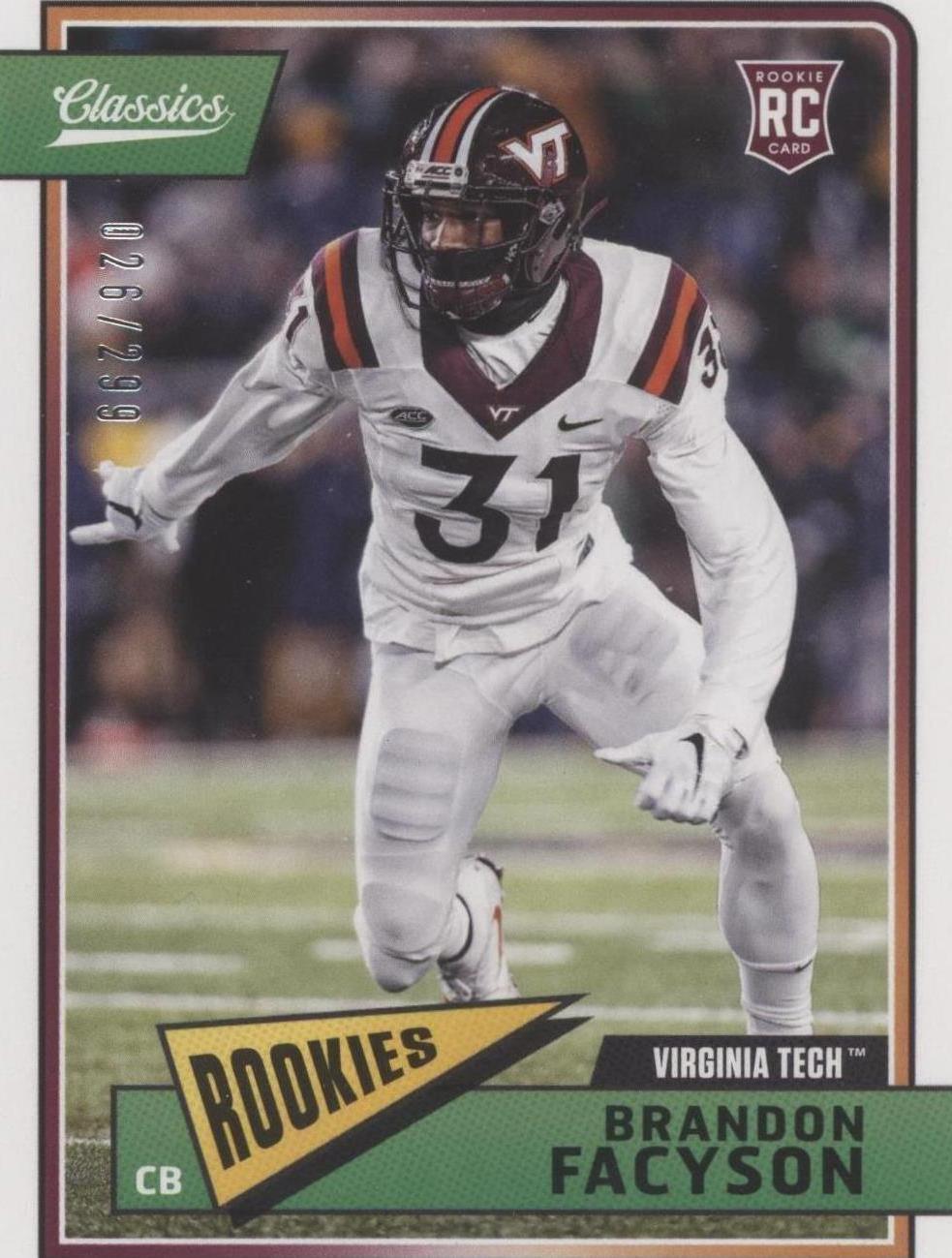 2018 Panini Classics - Rookies Brandon Facyson #274 Red Back /299 (RC ...