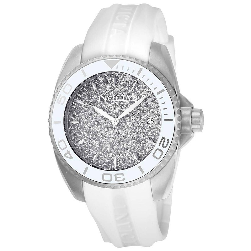 Invicta Women Watch Angel Glittery Silver Dial Silicone Rubber Strap 22702