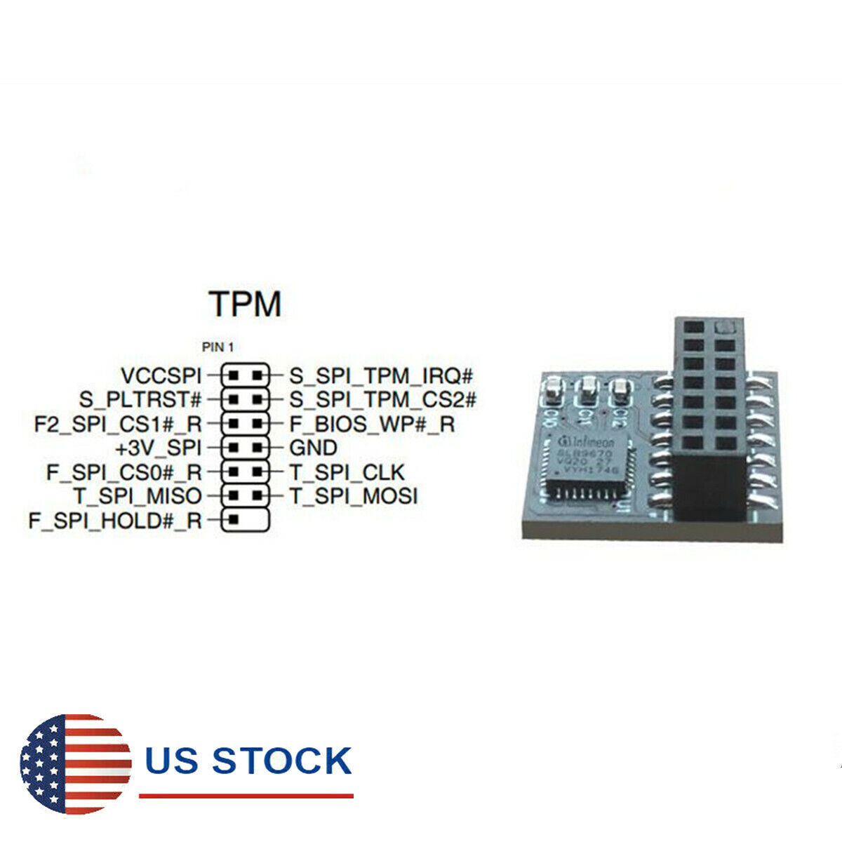 1x TPM 2.0 Platform Security Module For ASUS Motherboard SPI 14PIN ...