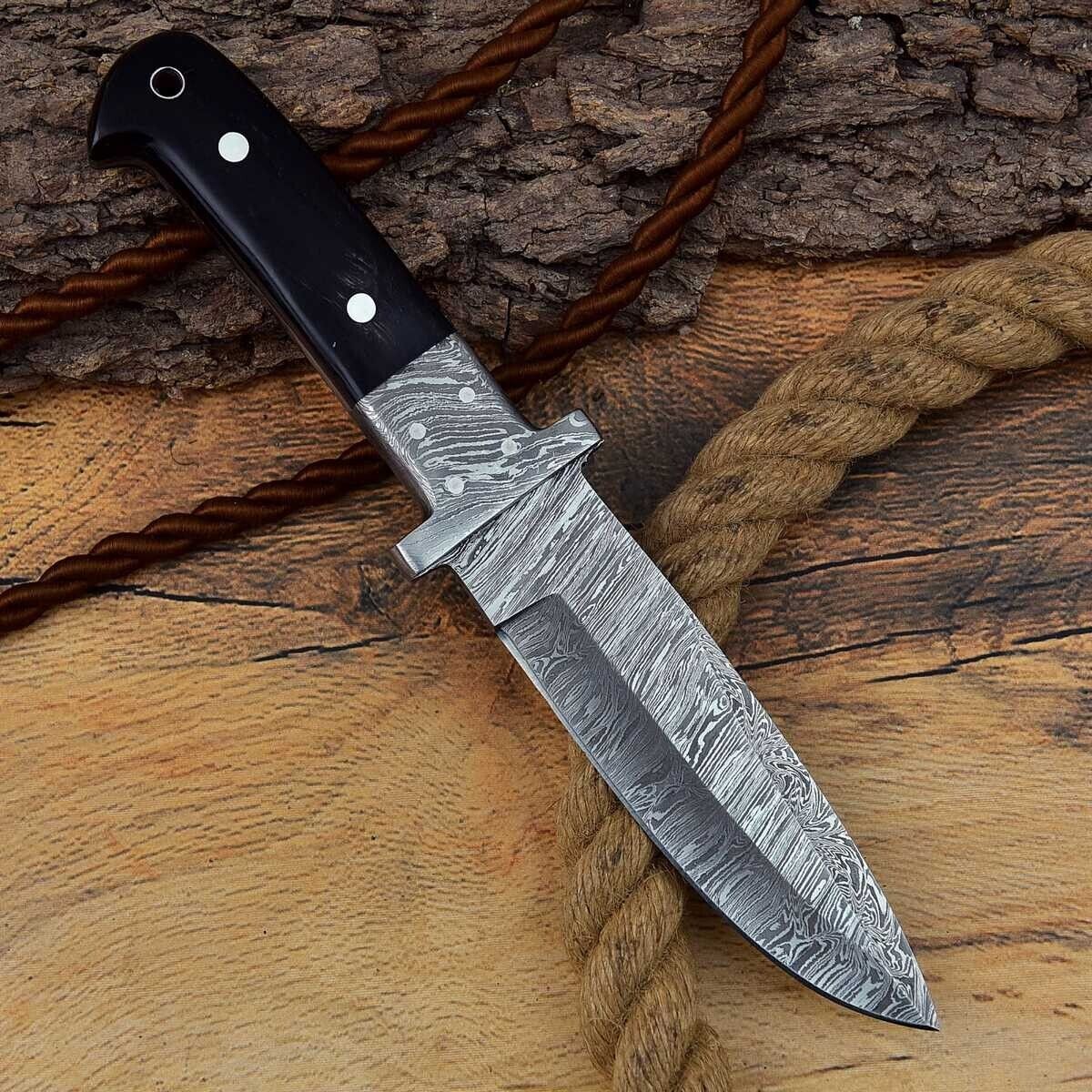 Damast Jagd Messer Hand geschmiedetes Damascus Hunting knife Griff aus ...