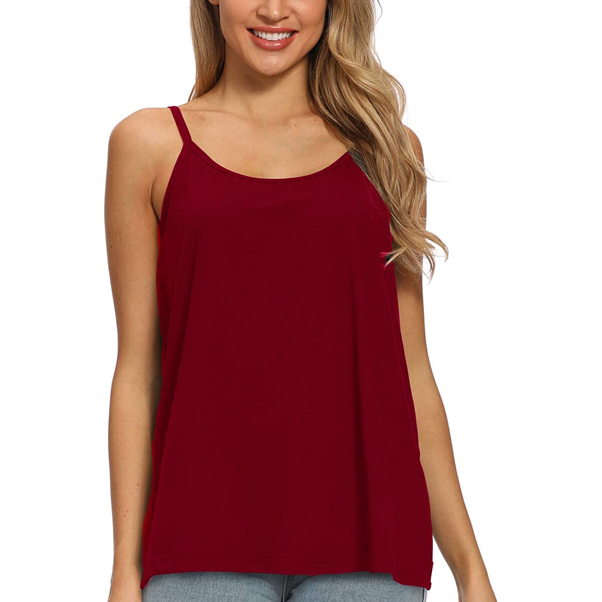 Women Camisole with Built in Bra Flowy Tank Top Adjustable Strap Sleeveless Vest | eBay