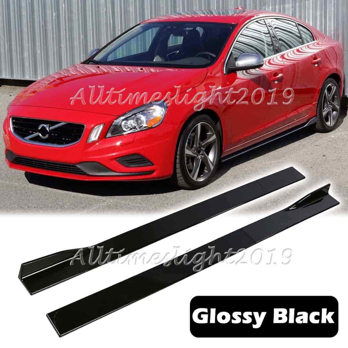 For Volvo S60/ V60 78.7'' Gloss Black Side Skirts Splitter Extention ...