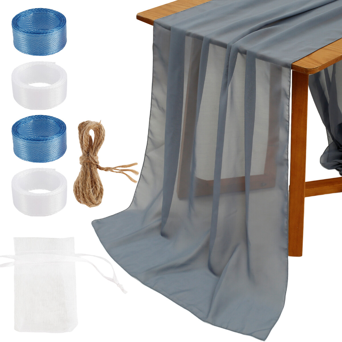 Table Runner 28 x 118 Inch Chiffon Plain Table Linen Romantic Table ...