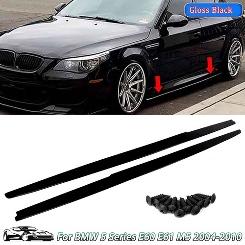 MP Style Side Skirts Extension Lip For BMW E60 M5 E61 2004-2010 Gloss ...