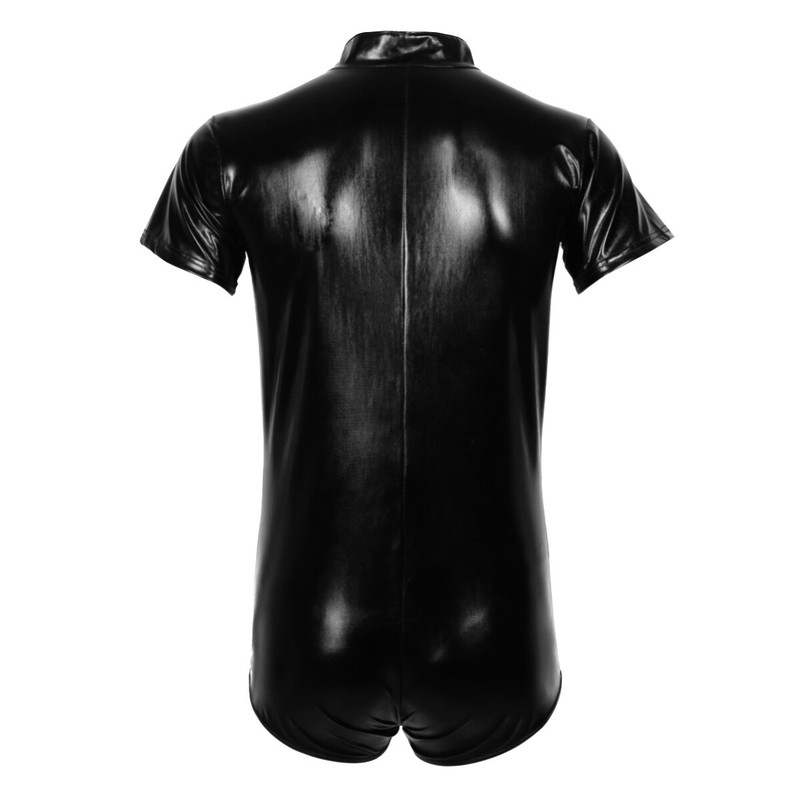 Lackleder Herren Body Einteiler Sexy Bodysuit Overall Mit